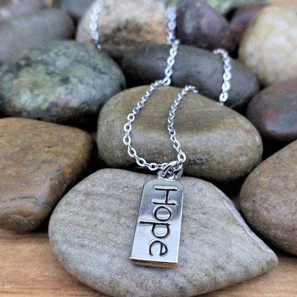 Jewelry | Hope Tag Charm And Silver Tone Chain Necklace | Poshmark